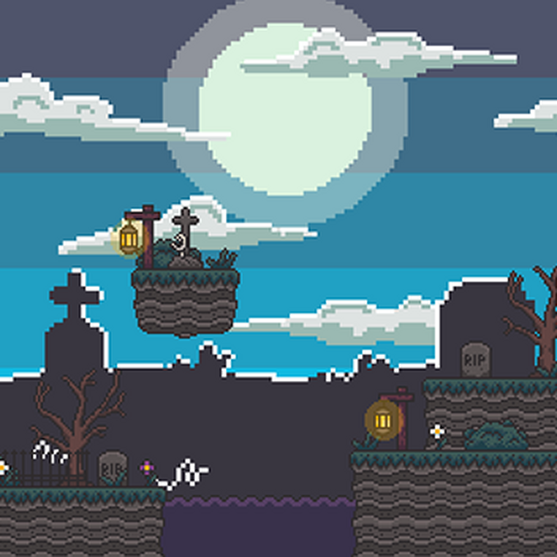 2D 16px Graveyard Tileset by Segart