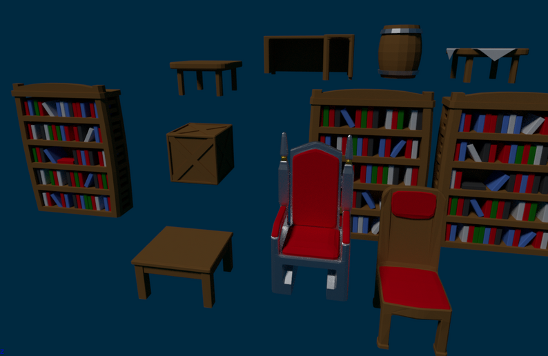 low poly medieval house interior by niko-3d-models