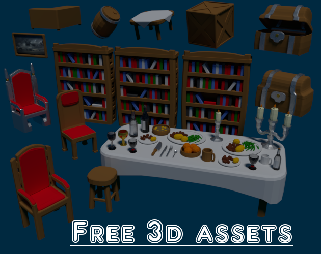 low poly medieval house interior by niko-3d-models
