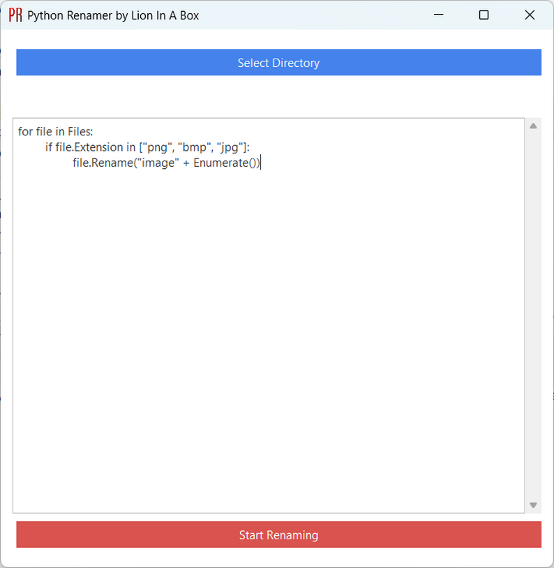 Python Renamer by Lion In A Box Games