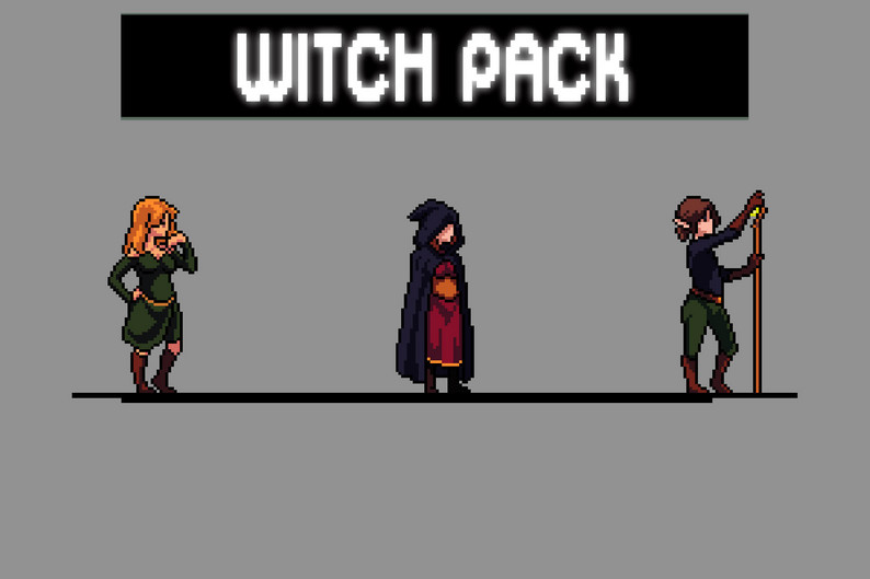 Witch Pixel Art Character Sprites by Free Game Assets (GUI, Sprite ...