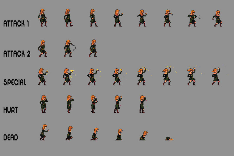 Witch Pixel Art Character Sprites by Free Game Assets (GUI, Sprite ...