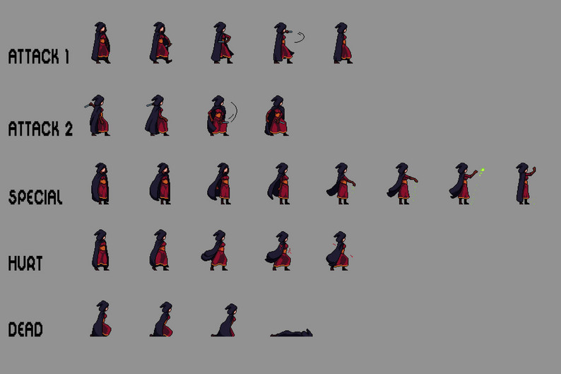 Witch Pixel Art Character Sprites by Free Game Assets (GUI, Sprite ...
