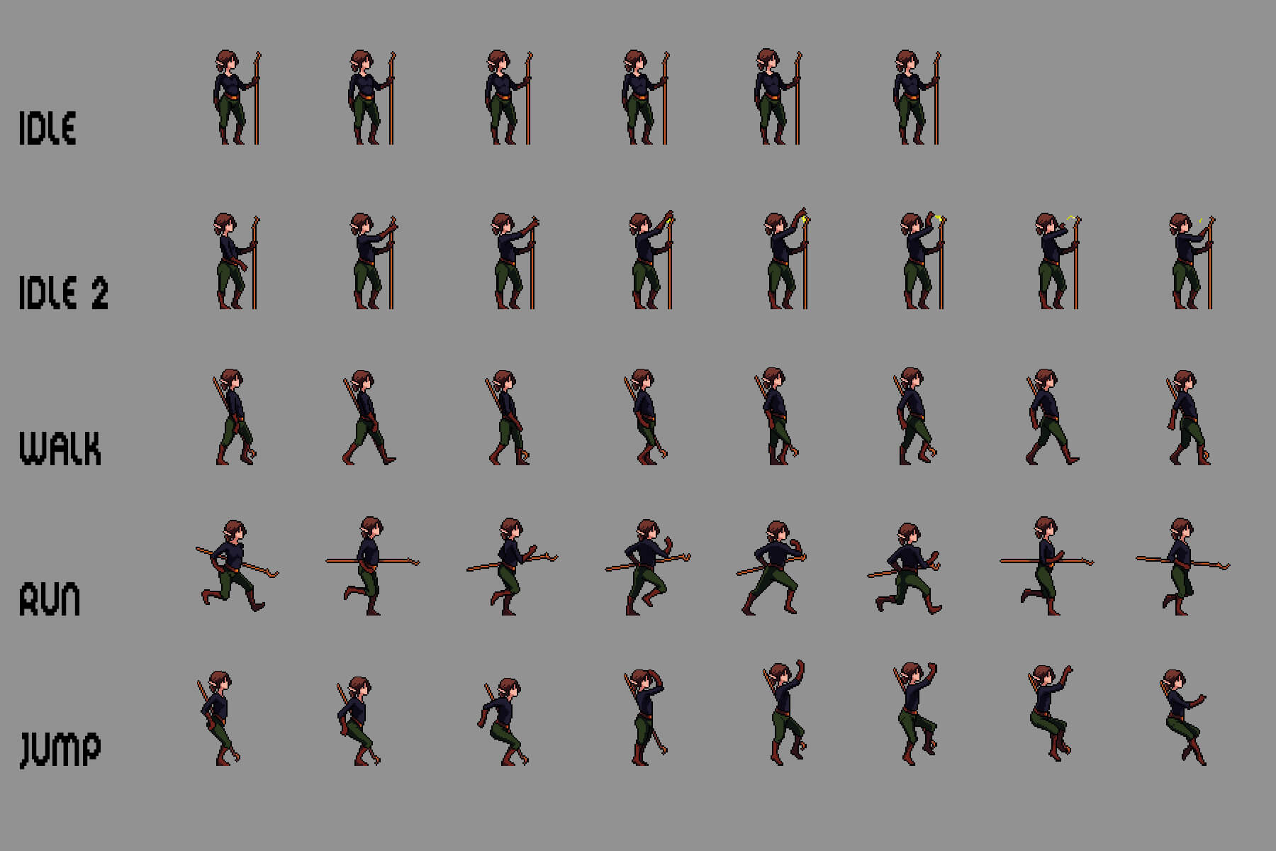 Witch Pixel Art Character Sprites by Free Game Assets (GUI, Sprite ...