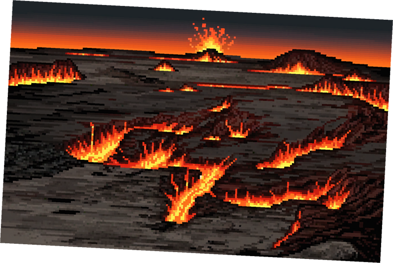 4 beautiful Volcan Lava Backgrounds Assets - Pixelart / Pixel Art ...