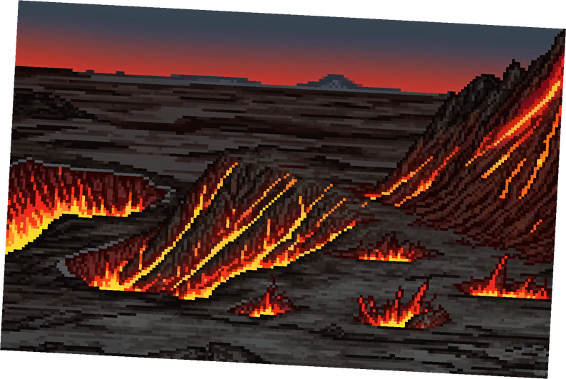 4 beautiful Volcan Lava Backgrounds Assets - Pixelart / Pixel Art ...