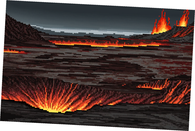 4 beautiful Volcan Lava Backgrounds Assets - Pixelart / Pixel Art ...
