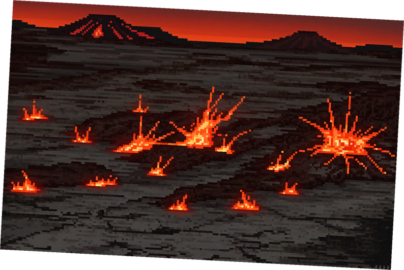 4 beautiful Volcan Lava Backgrounds Assets - Pixelart / Pixel Art ...