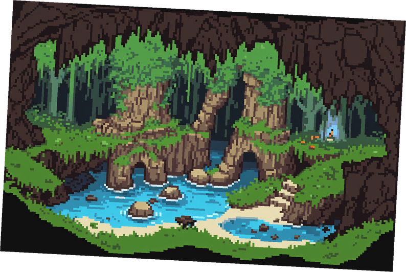 6 beautiful Oasis Cave Backgrounds Assets - Pixelart / Pixel Art sprite ...