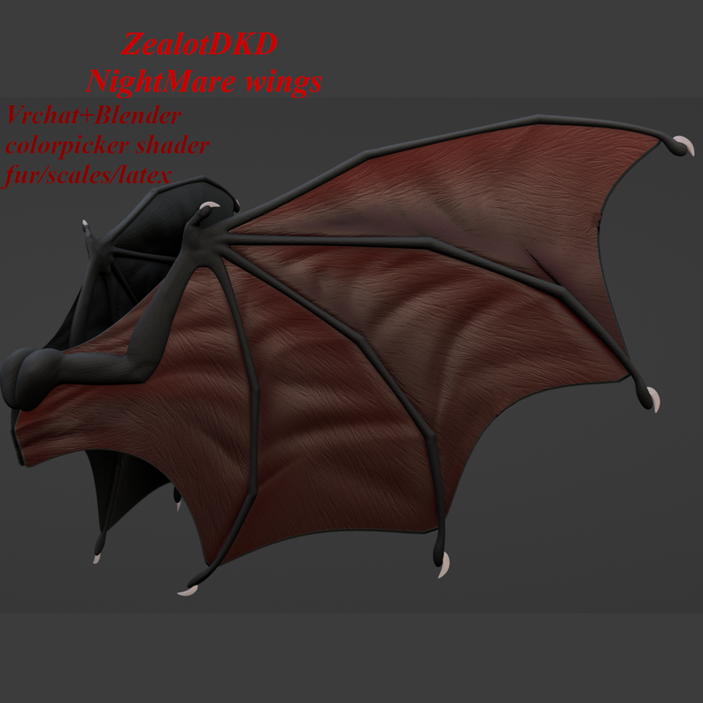 ZealotDKD Nightmare Wings vrchat blender by ZealotDKD