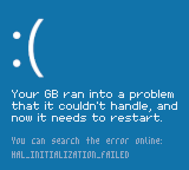 Game Boy Blue Screen of Death (BSOD) by bbbbbr