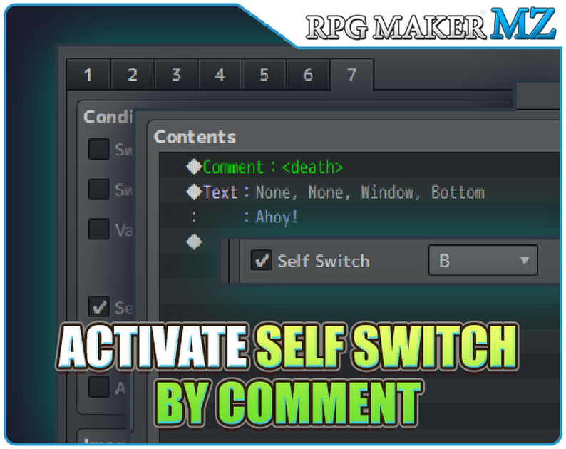 Activate Self Switch by Comment - Plugin for RPG Maker MZ by Sang Hendrix
