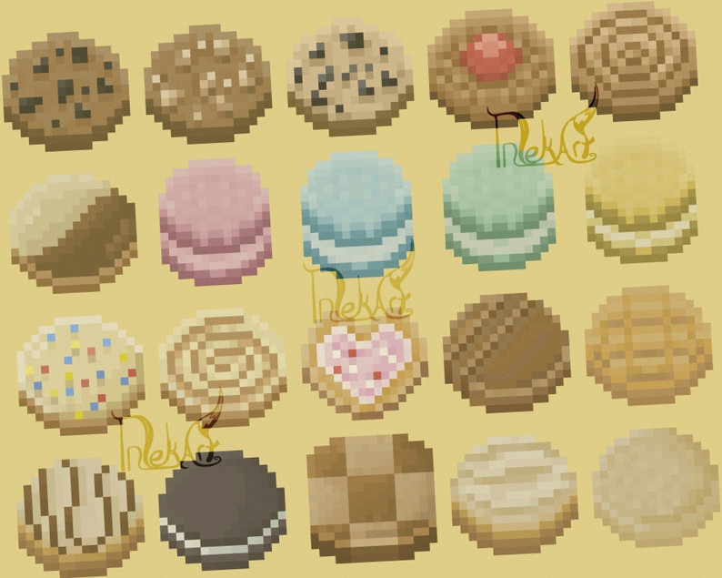 Sweet Cookie Pixel Art Icon Tileset [16x16 + 18x18] by Nnekart