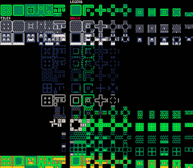 8*8 roguelike tileset with PICO-8 color palette by ink_slime