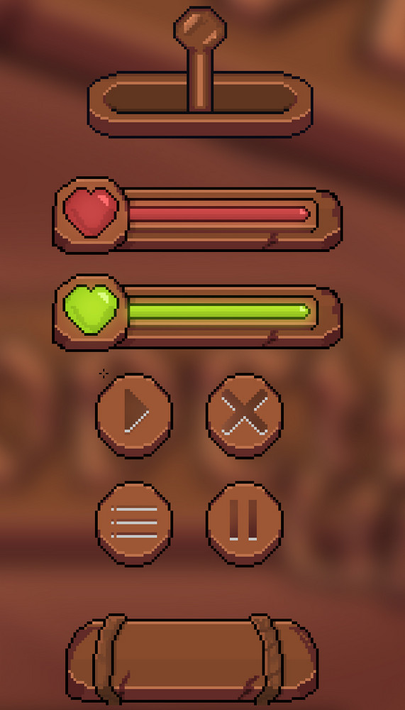 Wooden UI Pixel Art Asset pack by Aofns Pixels