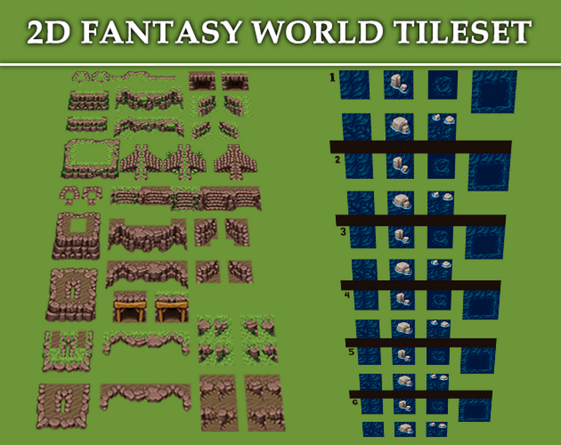 FANTASY REALMS: An overworld + village tileset by Manx Pixels 🇮🇲