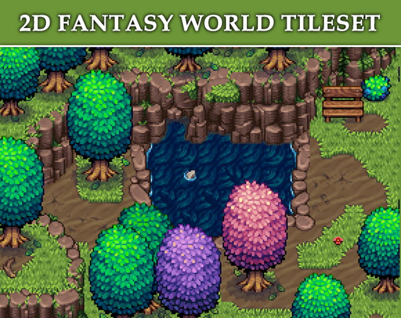 FANTASY REALMS: An overworld + village tileset by Manx Pixels 🇮🇲