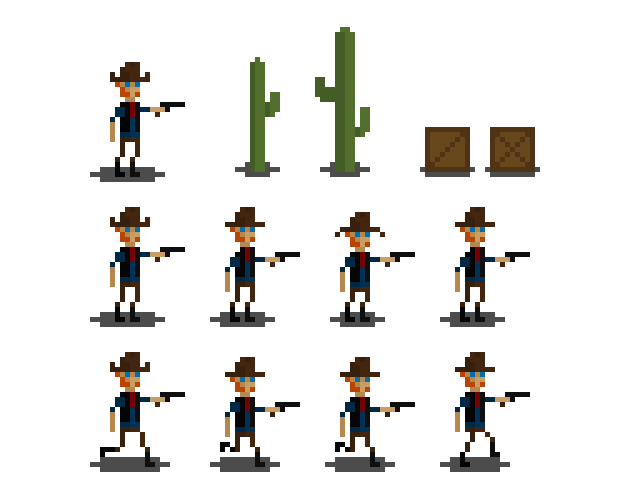 Cowboy 2d Game Character Sprites By Dionartworks Codester Images