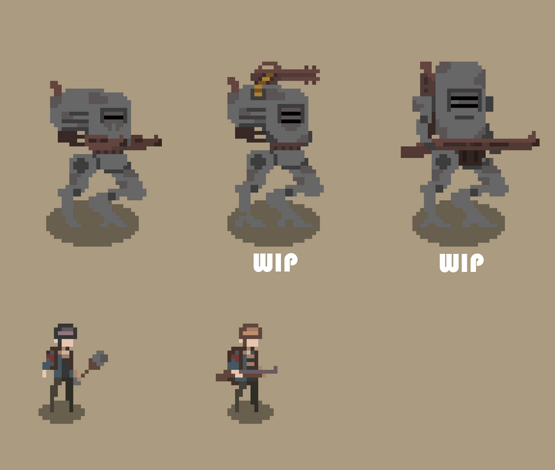 2D Pixel Art Soldier And Robots Sprite Pack by Felicia1l