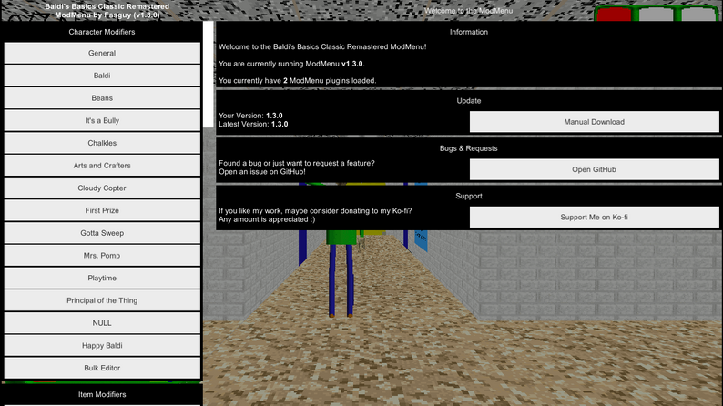 Baldi's Basics Classic Remastered Mod Menu by Peyton36