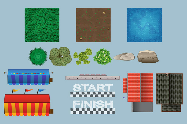 Free Race Track Tile Set by Free Game Assets (GUI, Sprite, Tilesets)