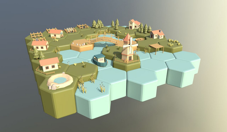 Hexagonal Village 3D by viravoloshyn