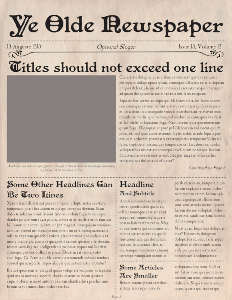 TTRPG Newspaper Templates by Biscuit Wolf Games