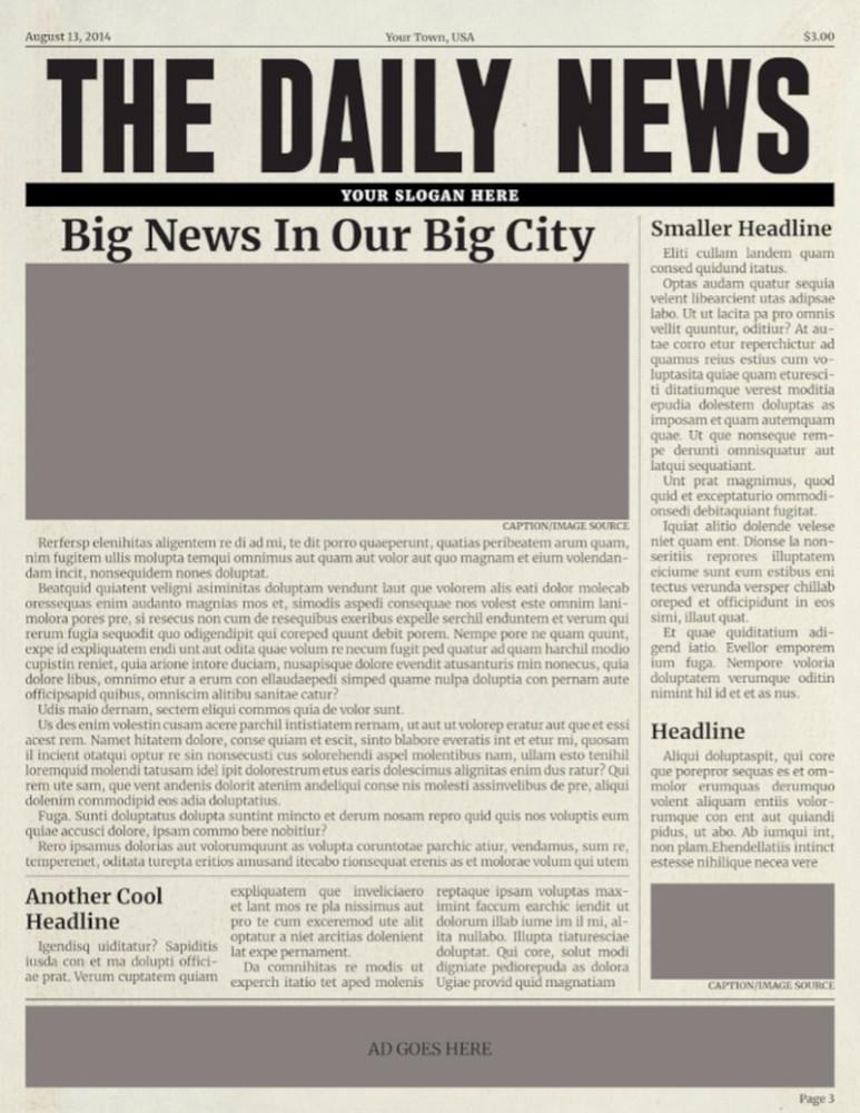 TTRPG Newspaper Templates by Biscuit Wolf Games