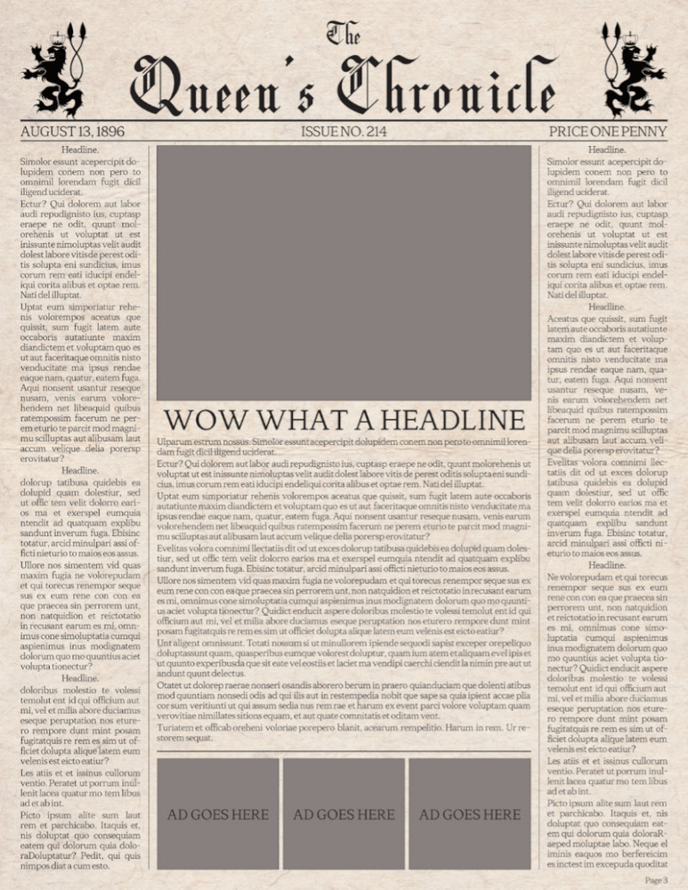 TTRPG Newspaper Templates by Biscuit Wolf Games