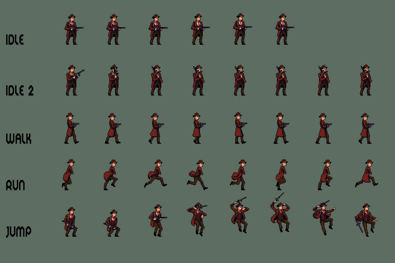 Free Gangster Pixel Characters Pack by Free Game Assets (GUI, Sprite ...