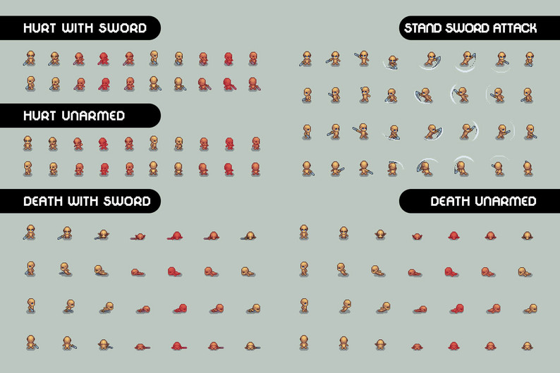 Free 4-Direction Pixel Base Male Character by Free Game Assets (GUI ...