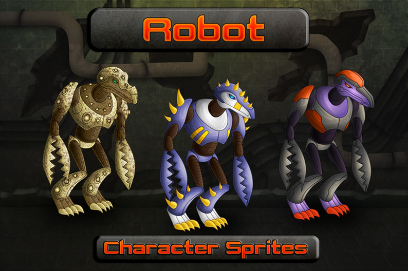 Free 2D Robot Sprite by Free Game Assets (GUI, Sprite, Tilesets)