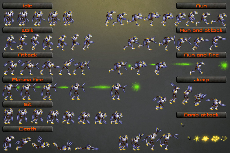 Free 2D Robot Sprite by Free Game Assets (GUI, Sprite, Tilesets)