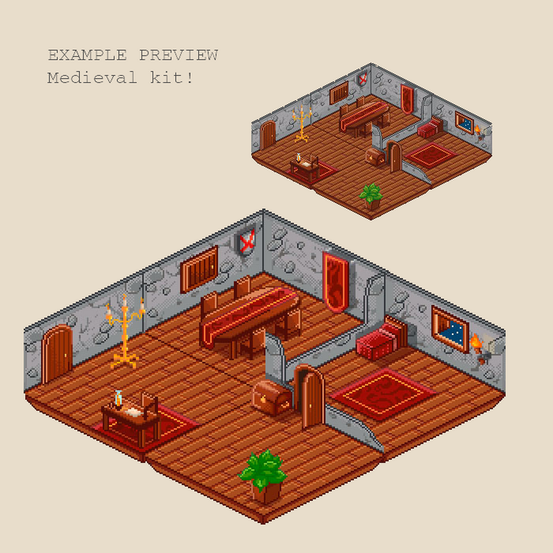Medieval kit - pixel art assets by Erien