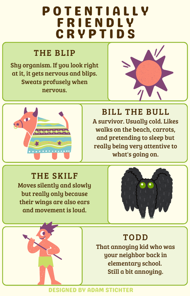 Potentially Friendly Cryptids by Adam Stichter