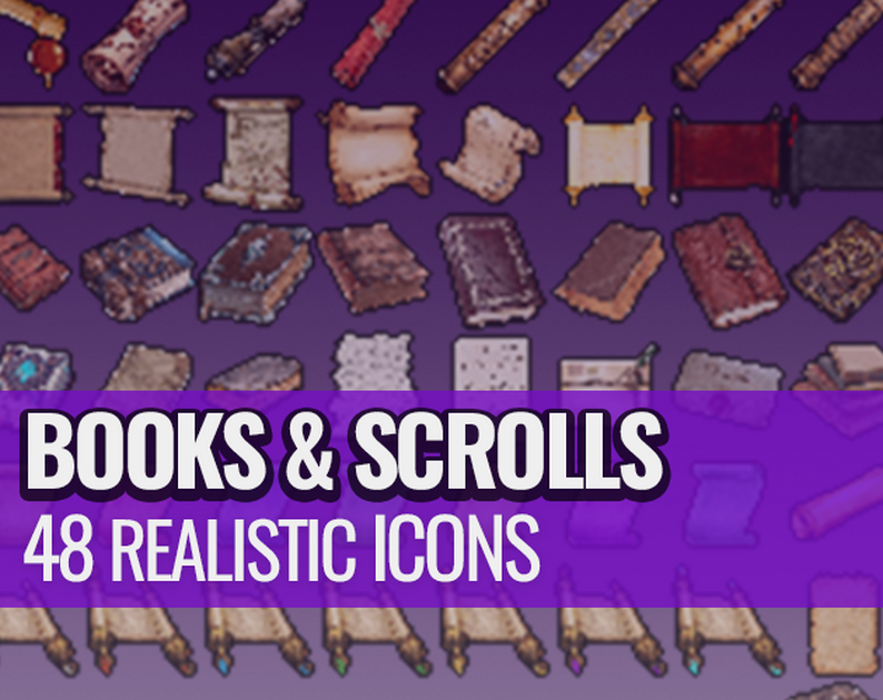 Realistic 32x32 Books and Scrolls Icon Pack by SODA