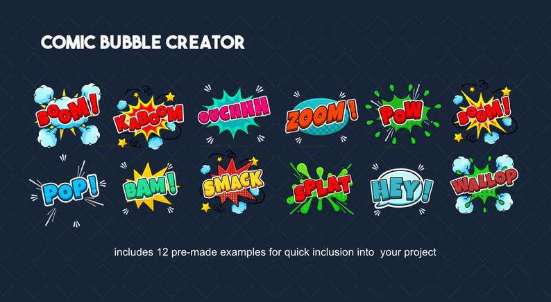 Mega comic bubble creator pack by Robert Brooks - gamedeveloperstudio.com