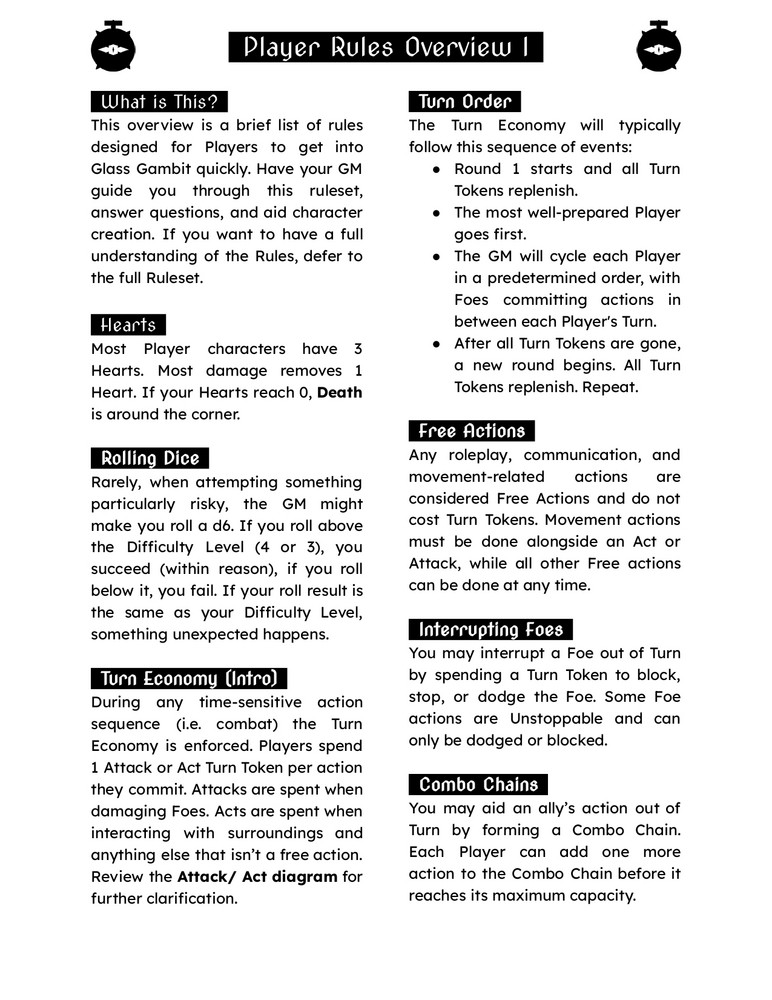 Glass Gambit Core Ruleset by Blackbrew Games