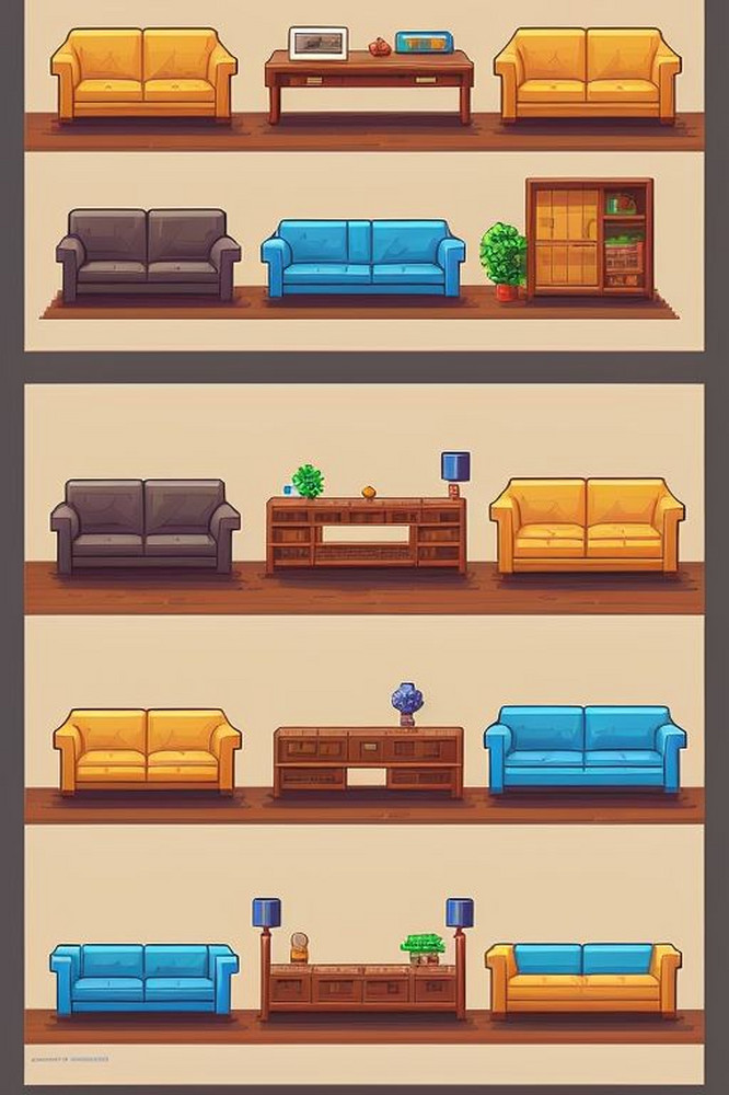 Furniture Designs for Pixel Art Environments and 2d Projects Vol. 1 ...