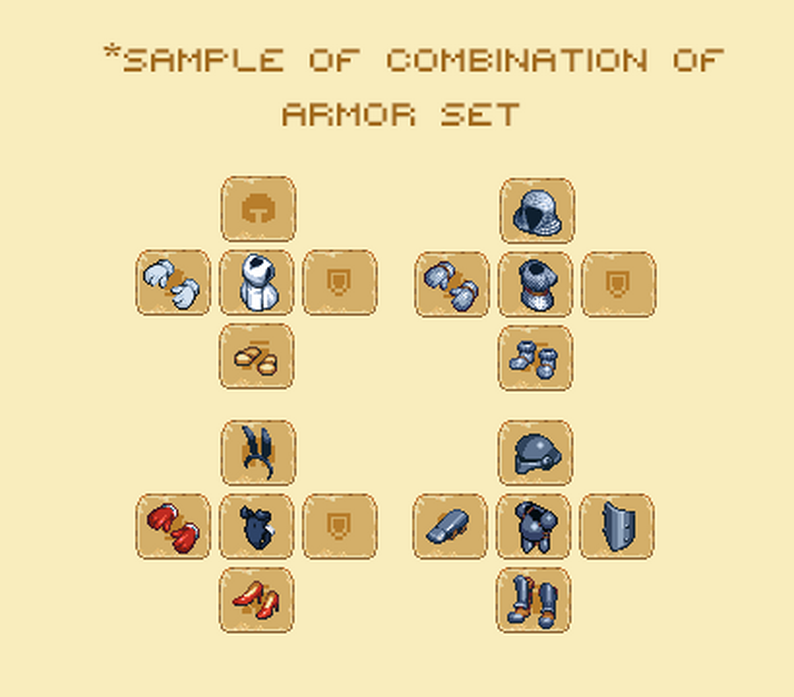 Armor Set - Pixel Art Asset Pack (32x32) Head, torso, hand, leg and ...