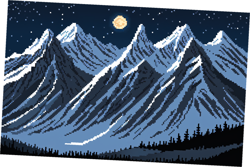 5 Mountains at Night Backgrounds Assets - Pixelart / Pixel Art sprite ...