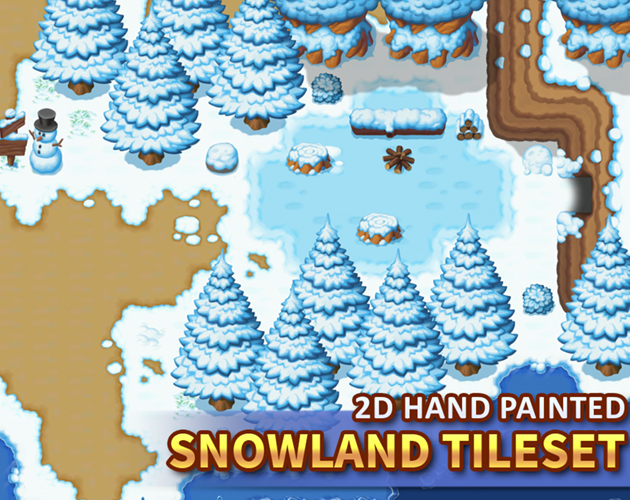 2D Hand Painted - Snowland Tileset by Daniel Thomas