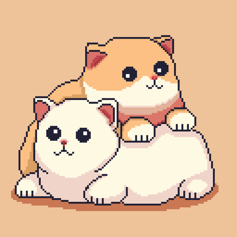 Cute cats, pixel art by Hutsul