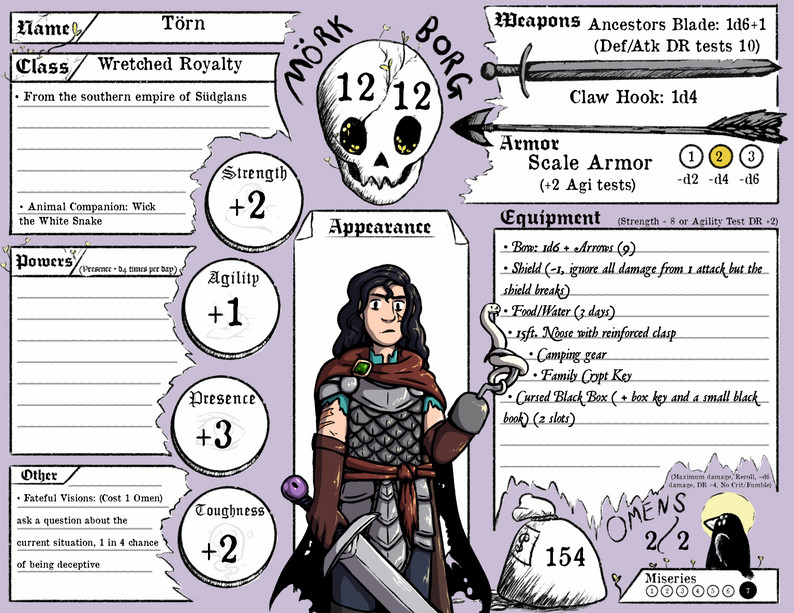 Pastel Rot: Mörk Borg Character Sheets by Sapphire Fox Art Studios