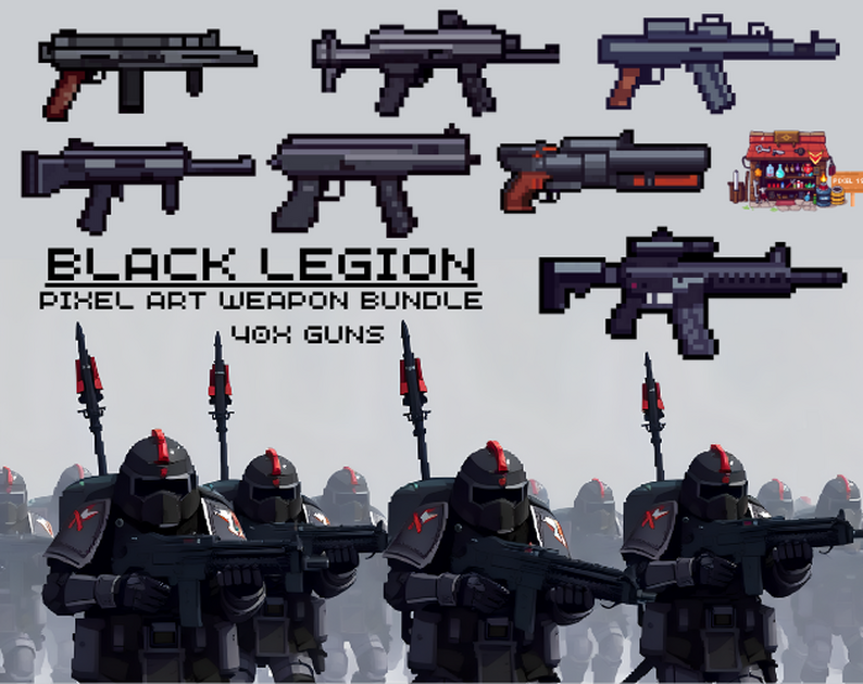 - Black Legion - | Pixel art Guns Bundle 64x64 Pixel by PIXEL_1992