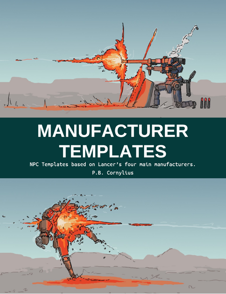 Lancer: Manufacturer Templates by P.B. Cornylius