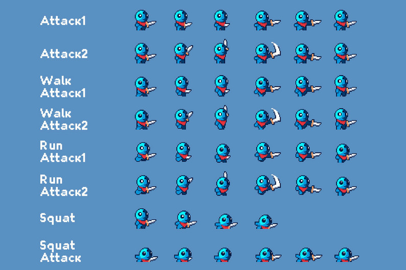 Free Pixel Tiny Sprites with Melee Attacks by Free Game Assets (GUI ...