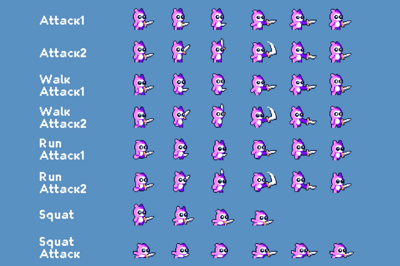 Free Pixel Tiny Sprites with Melee Attacks by Free Game Assets (GUI ...
