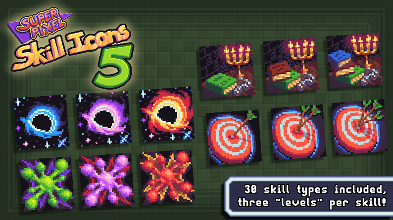 Super Pixel Skill Icons Pack 5 by unTied Games