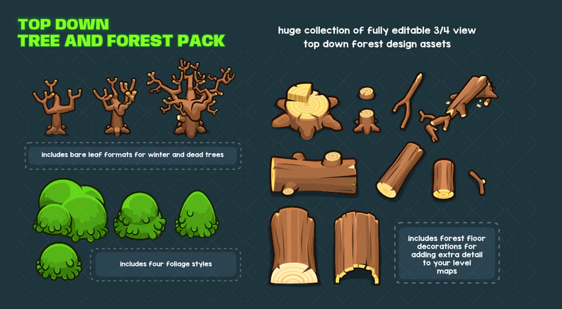 Top down forest creation game asset pack by Robert Brooks ...